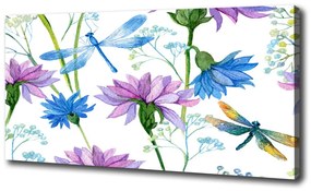 Wallmuralia Foto obraz na plátně Květiny a vážky 100x50