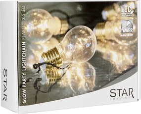STAR TRADING Světelný LED řetěz Glow - 5 žárovek, černá barva, čirá barva