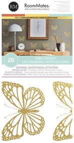 Samolepící metalická dekorace do interiéru ZLATÍ MOTÝLI