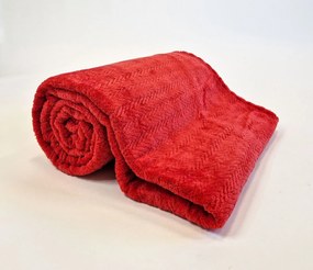 Jahu Deka mikroplyš s texturou 150 x 200 cm Barva: červená - pruh