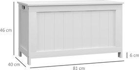 HOMCOM úložný box truhla s uchem a víkem, 81 x 40 x 46 cm, úložný box do obývacího pokoje a ložnice v bílé barvě