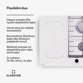 Klarstein MultiChef 4, indukční a plynová varná deska, 4 varné zóny, 2 plynové hořáky, 2 indukční varné desky, FlexZone