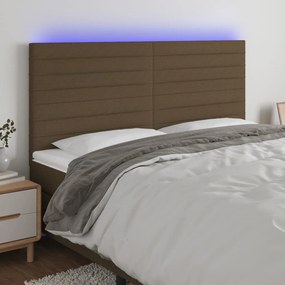 Čelo postele s LED tmavě hnědé 160x5x118/128 cm textil 3122573