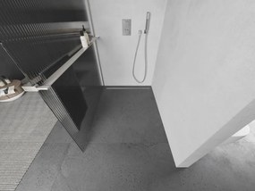 Mexen Kioto+, sprchová zástěna Walk-In s poličkou a věšákem 100 x 200 cm, 8mm sklo s žebrovým vzorem, broušená ocel profil, 800-100-121-97-09