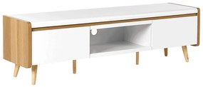 Televizní stolek světlé dřevo/ bílý CUSTER Beliani