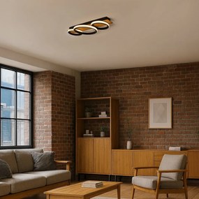 Stropní LED svítidlo Rowena, 3x LED 18w, 4000k, b/imitace dřeva