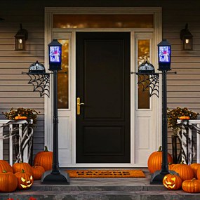 Costway 155 cm Halloween dekorativní pouliční lampa s 6 barevnými LED světly
