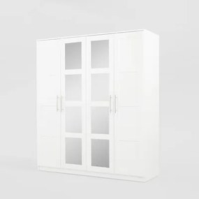 Bílá šatní skříň se zrcadlem FINLEY