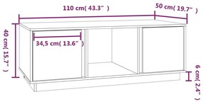 Konferenční stolek bílý 110x50x40 cm masivní borové dřevo - Default Title