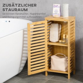 kleankin koupelnová skříňka boční se žaluziovými dvířky, 2 přihrádky, úložný prostor, přírodní, 30x19,9x70cm| Aosom