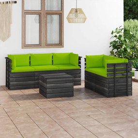 vidaXL 6dílná zahradní sedací souprava z palet borovice tmavě šedá [3061888] Barva: Zelená