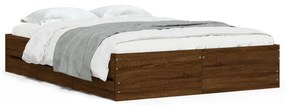 vidaXL Rám postele se zásuvkami hnědý dub 135x190 cm kompozitní dřevo