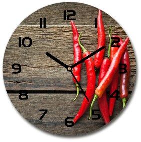 Wallmuralia Skleněné hodiny kulaté Chilli papričky fi 30 cm