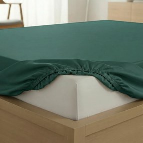 Kvalitex Saténové prostěradlo s gumou tmavě zelená, 80 x 200 cm
