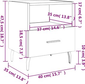 vidaXL Noční stolek 40 x 35 x 47,5 cm kompozitní dřevo [827478] Barva: Bílá