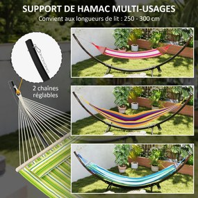 Outsunny Kovový Stojan na Hammock s Kolíky, Nosnost Stojanu Max 150 kg s Řetězy a Háčky, pro Venkovní i Vnitřní Použití, 337 x 118 x 118 cm Černý | Ao
