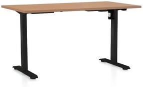 Výškově nastavitelný stůl OfficeTech A, 140 x 80 cm - černá podnož Barva: Buk