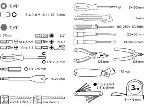 Aku vrtací šroubovák, BRUSHLESS, 12V Li-ion s nářadím, sada 46ks