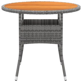 310609 vidaXL Zahradní stůl Ø 80 x 75 cm akáciové dřevo a polyratan šedý