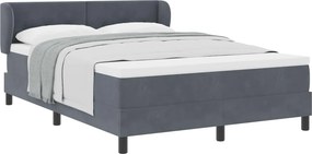 Postel s boxspringem s čelo Tmavě šedá 140 x 190 cm samet 3340383