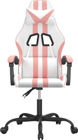 Herní židle bílá a růžová umělá kůže 3143827