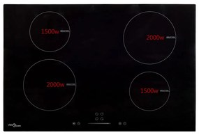 vidaXL Marketos Indukční deska 4 varné zóny dotykové ovládání sklo 77 cm 7000 W
