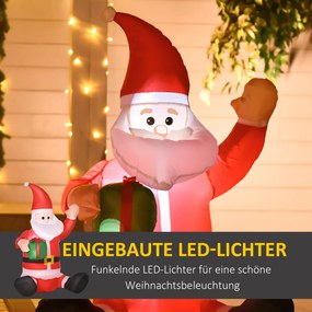 Aosom Santa Claus Vánoční dekorace, 1,2 m, samofukovací, LED, včetně ventilátoru, červená + bílá