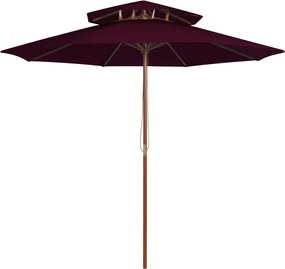 vidaXL Dvoupatrový slunečník s dřevěnou tyčí, 270x270 cm, [44520] Barva: Vínová