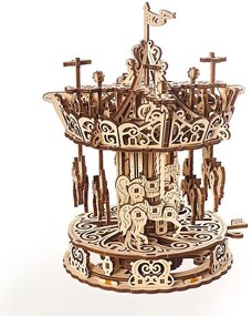 UGEARS 3D dřevěné mechanické puzzle – Kolotoč (305 dílků)