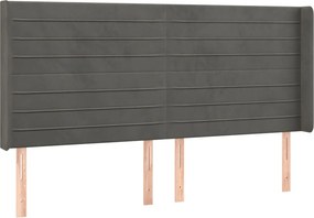 Box spring postel s matrací a LED tmavě šedá 160x200 cm samet 3139632