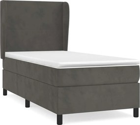 Box spring postel s matrací tmavě šedá 100x200 cm samet 3129076