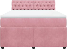 Box spring postel s matrací růžová 140x190 cm samet 3290045