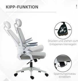 Ergonomická kancelářská židle Vinsetto s nastavitelnou opěrkou hlavy a područkami, výškově nastavitelnou otočnou židlí s funkcí houpání a síťovanou b…