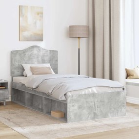 Rám postele Betonově šedá 75 x 190 cm Masivní borové dřevo 3413374
