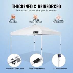 Párty stan Pop Up Canopy 3,05 × 3,05 m s přenosnou taškou pro kempování bílá