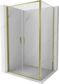 Mexen Exo, výklopná sprchová kabina, dveře 110 cm + boční stěna 80 cm, transparentní sklo, zlatá, 814-110-080-50-00