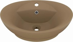 Luxusní umyvadlo přepad oválné matné krémové 58,5x39cm keramika 146941
