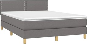 Box spring postel s matrací a LED tmavě šedá 140x190 cm textil 3133630