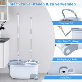 Costway Systém mopu a kbelíku s funkcí ždímání a separací odpadní vody a 360°