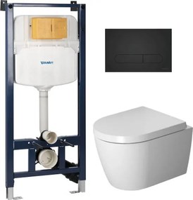 Set sada mísa + prkénko s pomalým sklápěním Duravit ME by Starck 45300900A1, podomítkový WC modul Duravit DuraSystem WD102900000, WD5009031000