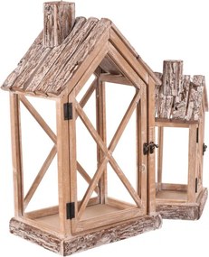Set dvou dřevěných luceren hnědý DA219 (2 ks)