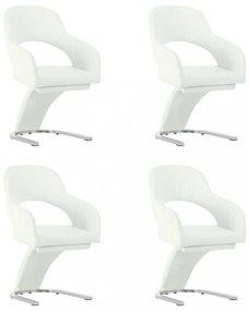 Jídelní židle 4 ks umělá kůže / chrom Dekorhome Bílá