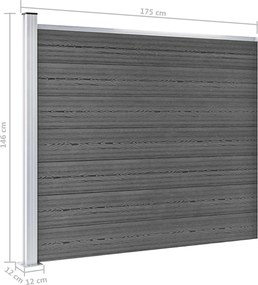 vidaXL Zahradní plot WPC 699 x 146 cm černý