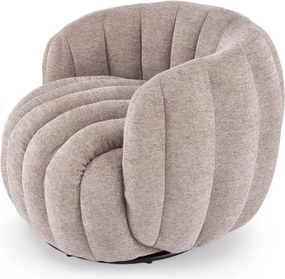 Otočné designové křeslo FRASER — látka, tmavě béžová