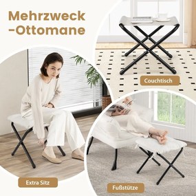 Costway Křeslo s područkami a boční kapsou a opěrkou nohou a taburetem relaxační