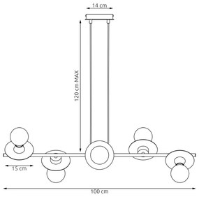 Lustr na lanku TOKEN 6xE27/15W/230V oranžová