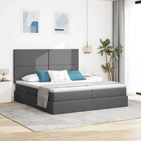 Postel s úložným prostorem Tmavě šedá 200 x 200 cm Textil 3372192