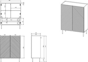 Komoda Onda 2D 127 cm černá/dub artisan