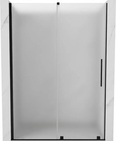 Mexen Velar, posuvné sprchové dveře do otvoru 160 cm, 8mm sklo námraza, černá matná, 871-160-000-31-70