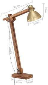 vidaXL Stojací lampa mosazná masivní mangovníkové dřevo E27